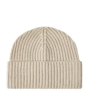Brunello Cucinelli Cashmere Ribbed Beanie - Beige