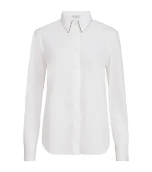 Brunello Cucinelli Stretch-cotton Poplin Monili Shirt - White