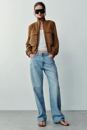 Zara Faux Suede Bomber Jacket