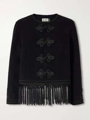 Rixo Inda Fringed Embellished Crepe Jacket