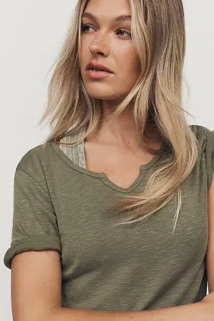 PILCRO Notched Tee - Olive