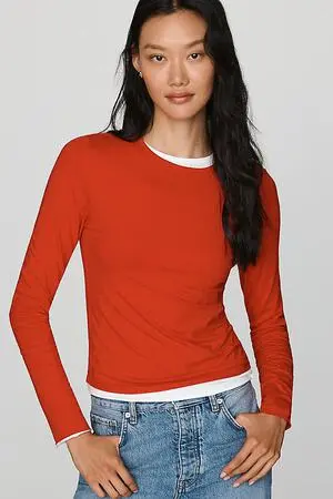 Anthropologie Evan Modal Cotton Blend Tee - Red