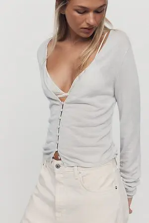 Anthropologie Ruched Long Sleeve Sweater