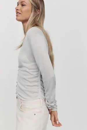 Anthropologie Ruched Long Sleeve Sweater