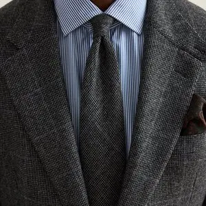 Ralph Lauren Ralph Lauren Mini-Tick-Weave Wool-Cashmere Neck Tie Medium Grey Multi
