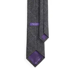 Ralph Lauren Mini-tick-weave Wool-cashmere Neck Tie - Medium Grey Multi
