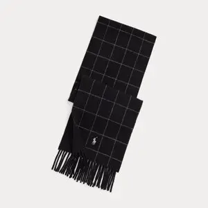 Ralph Lauren Reversible Windowpane Wool-blend Scarf - Black/grey