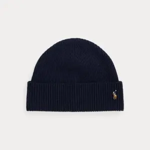 Ralph Lauren Signature Pony Wool-blend Beanie - Hunter Navy
