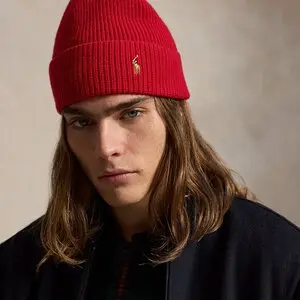 Ralph Lauren Signature Pony Wool-blend Beanie - Red