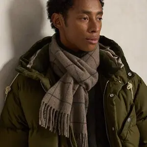 Ralph Lauren Windowpane Cashmere-wool Scarf - Taupe Multi