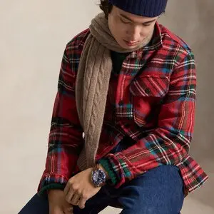 Ralph Lauren Cable-knit Cashmere Scarf - Brown Heather