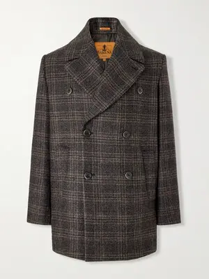 Barena Venezia Double-breasted Prince Of Wales Wool-blend Blouson Jacket