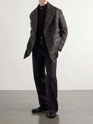 Barena Venezia Double-breasted Prince Of Wales Wool-blend Blouson Jacket