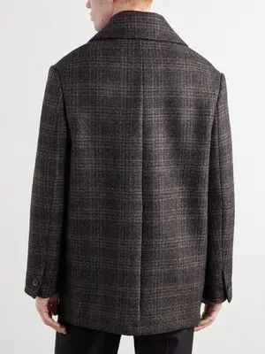 Barena Venezia Double-breasted Prince Of Wales Wool-blend Blouson Jacket