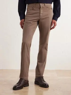 Canali Straight-leg Cotton-blend Twill Trousers