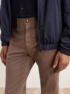 Canali Straight-leg Cotton-blend Twill Trousers