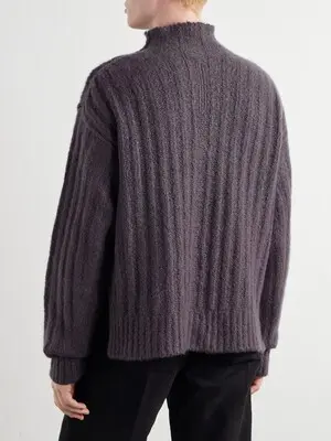 Rick Owens Ribbed Cashmere And Silk-blend Rollneck Sweater - Purple