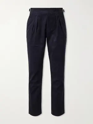 Mr P. Tapered-leg Cotton-corduroy Trousers - Blue