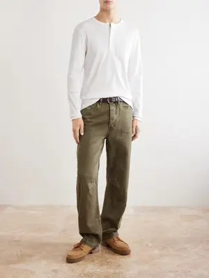 Mr P. Ribbed Organic Cotton Henley T-shirt