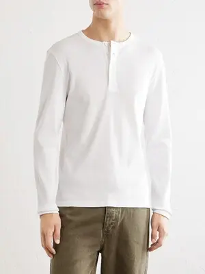 Mr P. Ribbed Organic Cotton Henley T-shirt