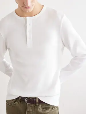 Mr P. Ribbed Organic Cotton Henley T-shirt