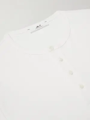 Mr P. Ribbed Organic Cotton Henley T-shirt