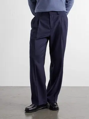 Mr P. Wide-leg Pleated Wool Suit Trousers