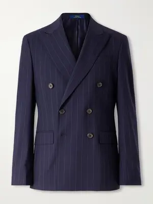 Polo Ralph Lauren Double-breasted Striped Wool-blend Suit Jacket