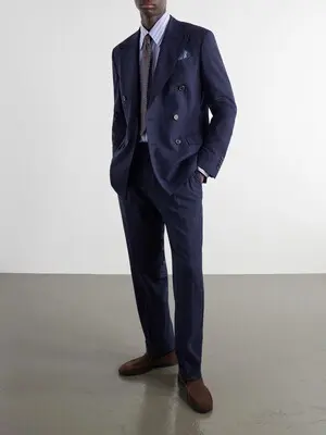 Polo Ralph Lauren Double-breasted Striped Wool-blend Suit Jacket