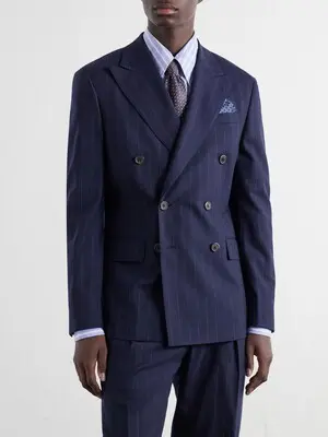 Polo Ralph Lauren Double-breasted Striped Wool-blend Suit Jacket