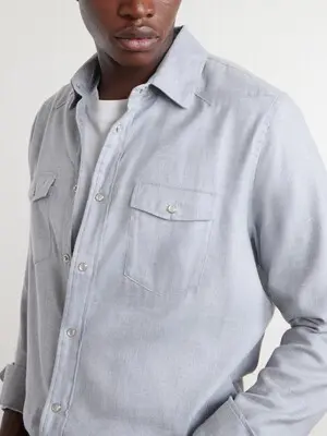 Mr P. Herringbone Cotton And Lyocell-blend Shirt