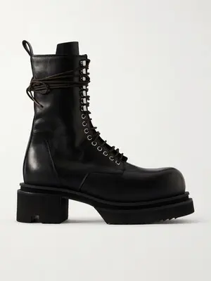 Rick Owens Bogun Leather Lace-up Boots