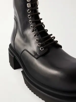 Rick Owens Bogun Leather Lace-up Boots