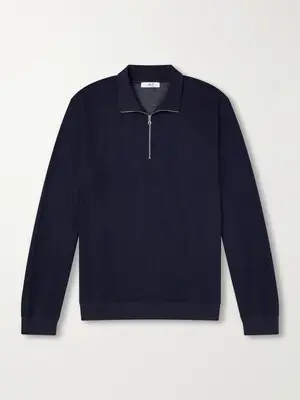 Mr P. Cotton-blend Double-faced Jersey Half-zip Sweatshirt