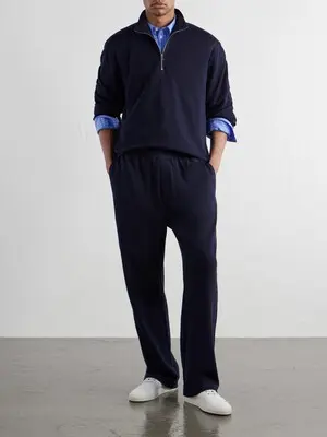 Mr P. Cotton-blend Double-faced Jersey Half-zip Sweatshirt