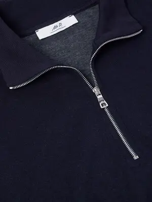 Mr P. Cotton-blend Double-faced Jersey Half-zip Sweatshirt