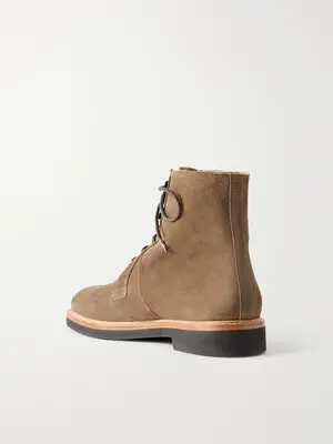 Mr P. Shearling-lined Suede Lace-up Boots