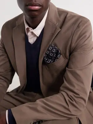Zegna Printed Wool Pocket Square