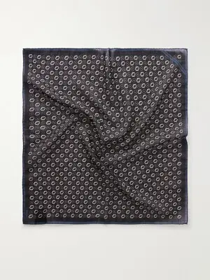 Zegna Printed Wool Pocket Square