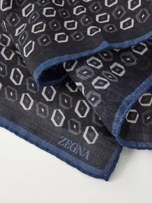 Zegna Printed Wool Pocket Square