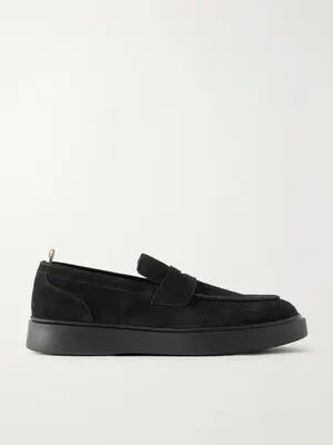 Officine Creative Frame 001 Suede Loafers - Black