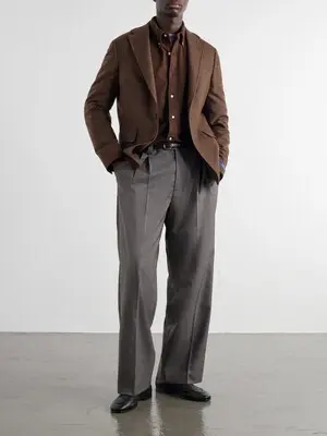 Polo Ralph Lauren Button-down Collar Logo-embroidered Cotton-flannel Shirt - Brown