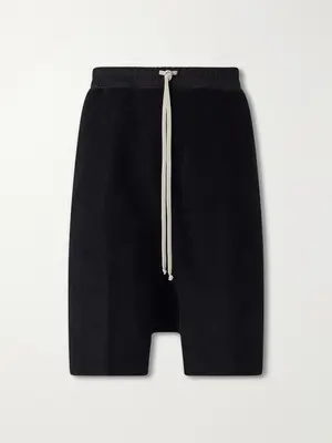 Rick Owens Rick's Pods Straight-leg Cashmere Drawstring Shorts - Black