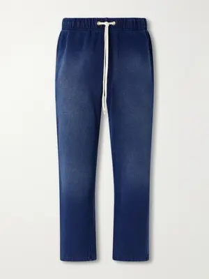 LES TIEN Straight-leg Cotton-fleece Sweatpants - Blue