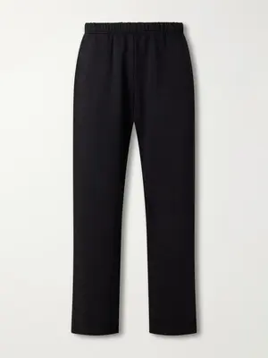 LES TIEN Party Wide-leg Garment-dyed Cotton-fleece Sweatpants - Black