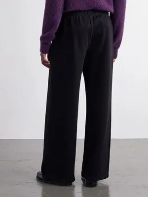 LES TIEN Party Wide-leg Garment-dyed Cotton-fleece Sweatpants - Black