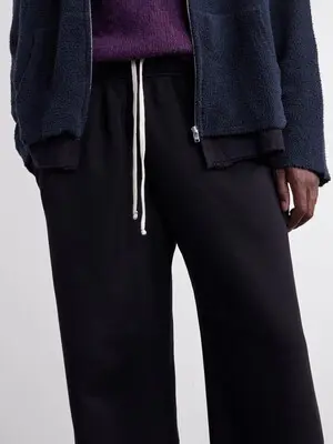 LES TIEN Party Wide-leg Garment-dyed Cotton-fleece Sweatpants - Black