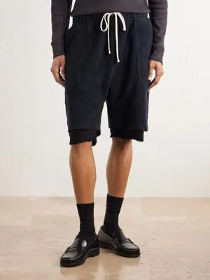 LES TIEN Straight-leg Cotton-fleece Drawstring Shorts