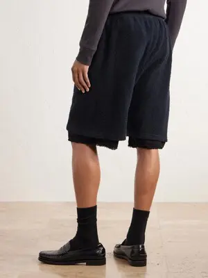 LES TIEN Straight-leg Cotton-fleece Drawstring Shorts