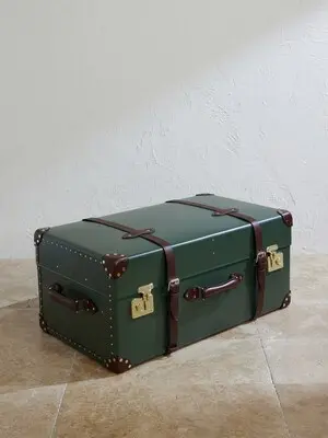 GLOBE-TROTTER Steamer Leather Home Trunk - Green